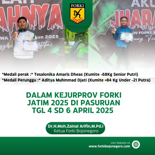 Dua Atlet Forki Bojonegoro Sabet Dua Medali di Kejurprov Jatim 2025 - Media Berita Bangsa